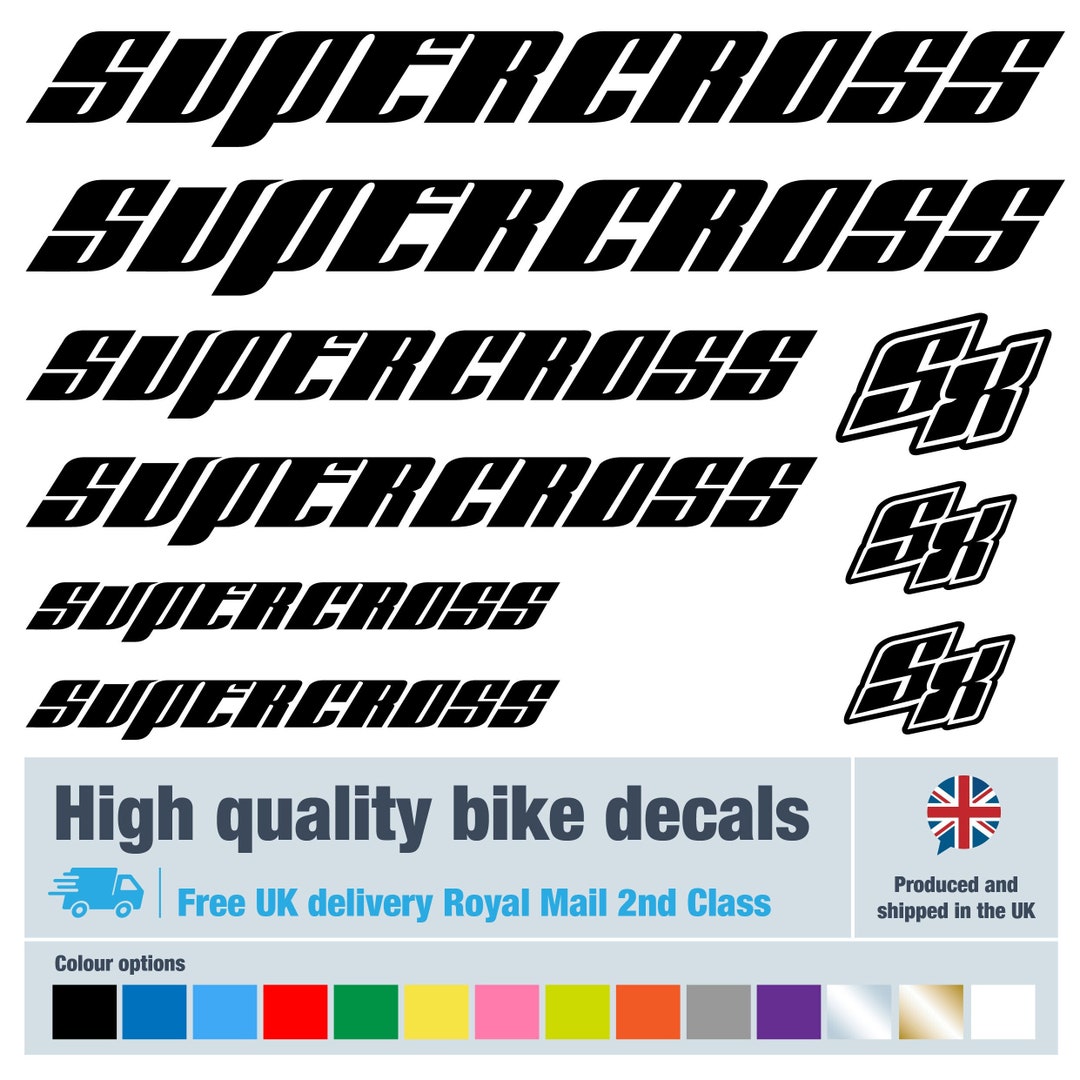 Supercross Bike Decals Labels. Over 20 Colour Options. 24 Pack Inc Free ...