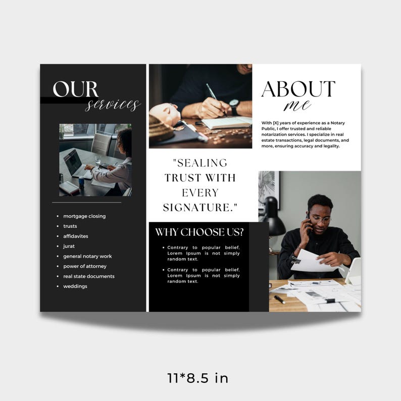 Notary Tri-fold Brochure - Black - Etsy