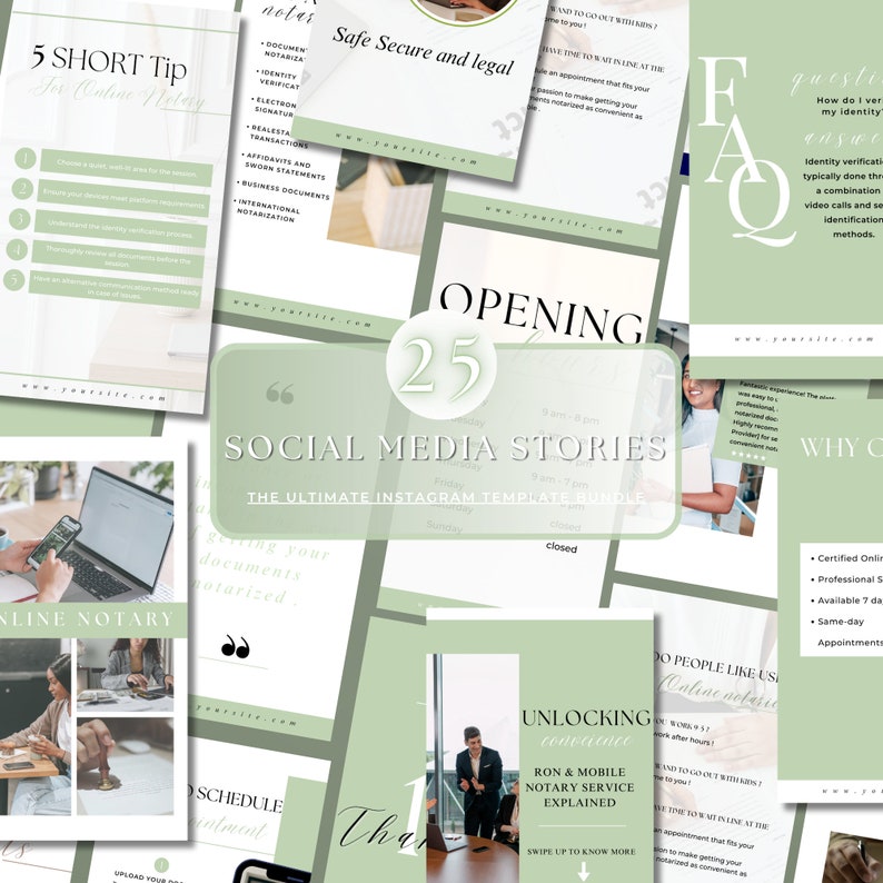 Remote Online Notary (RON) Social Media Templates - Pistachio - Etsy