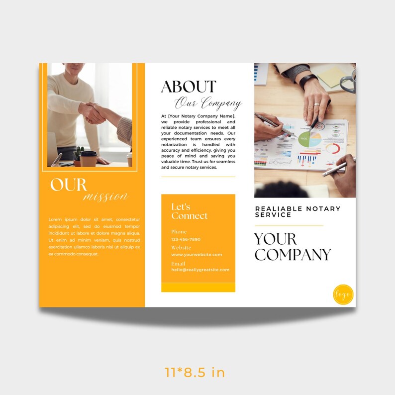 Notary Trifold Brochure - Yellow - Etsy