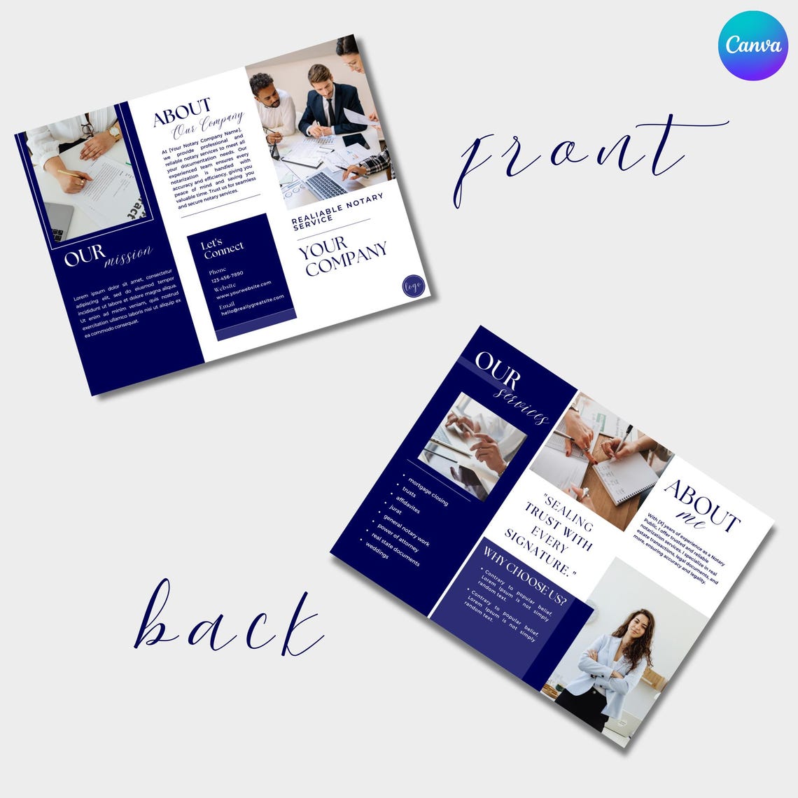 Notary Trifold Brochure Blue - Etsy