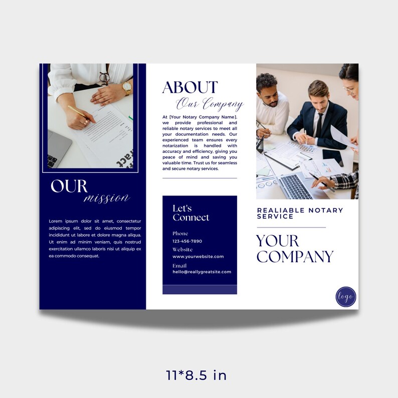 Notary Trifold Brochure - Blue - Etsy