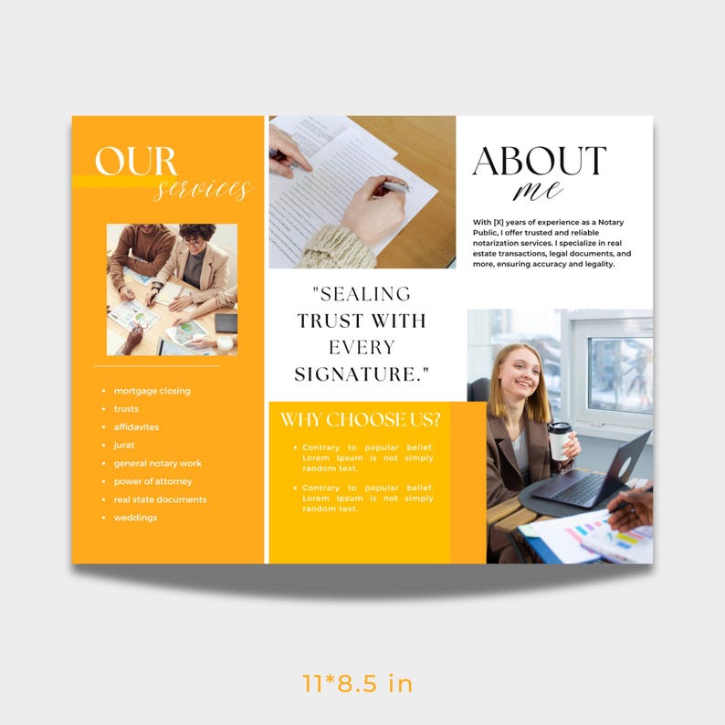 Notary Trifold Brochure - Yellow - Etsy