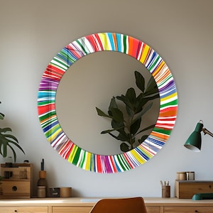 Colorful Abstract Entryway Mirror Decor, Multicolor Bathroom Mirror ...