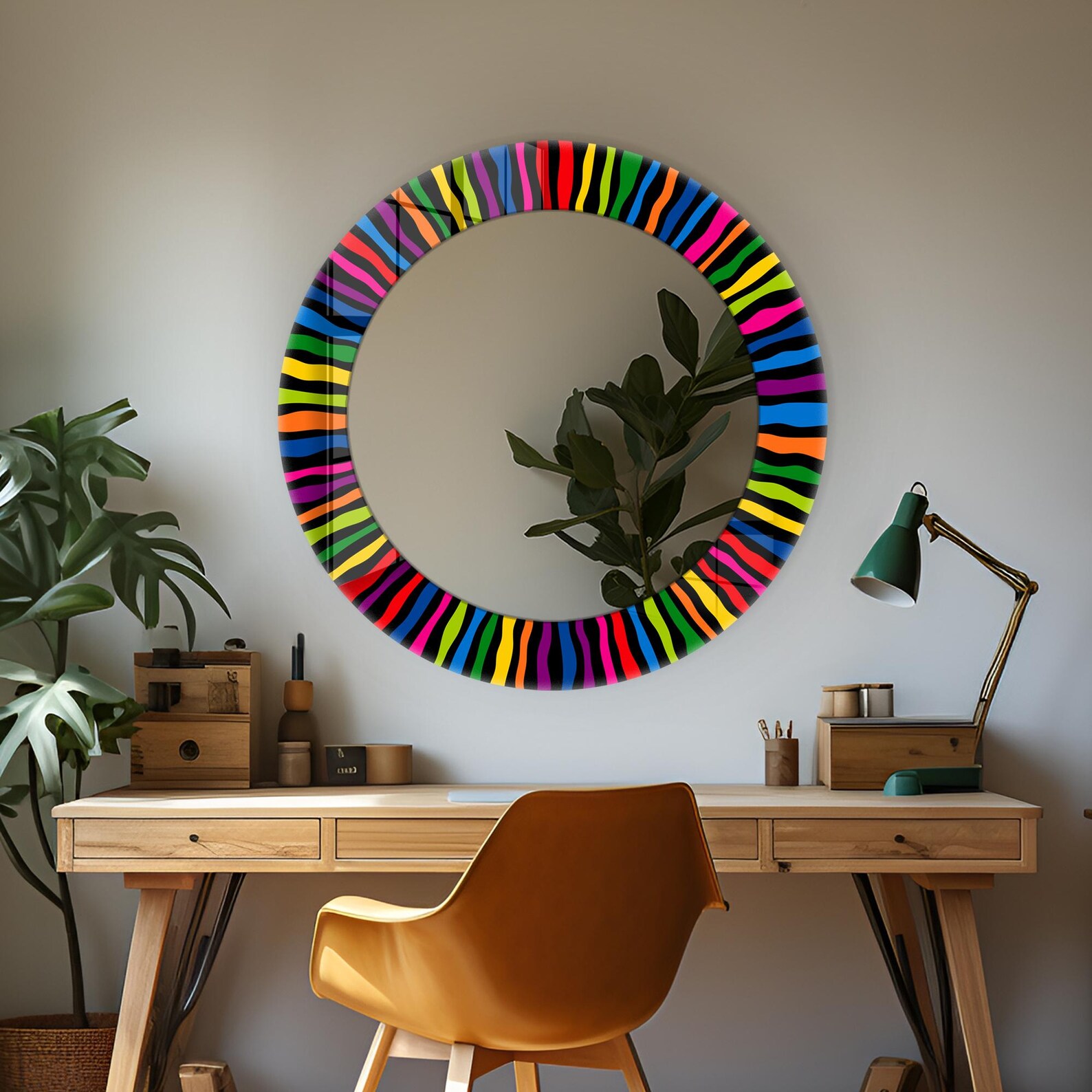 Abstract Multicolour Glass Mirror: Modern Hallway Decor - Etsy