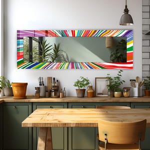 Colorful Abstract Entryway Mirror Decor, Multicolor Bathroom Mirror ...