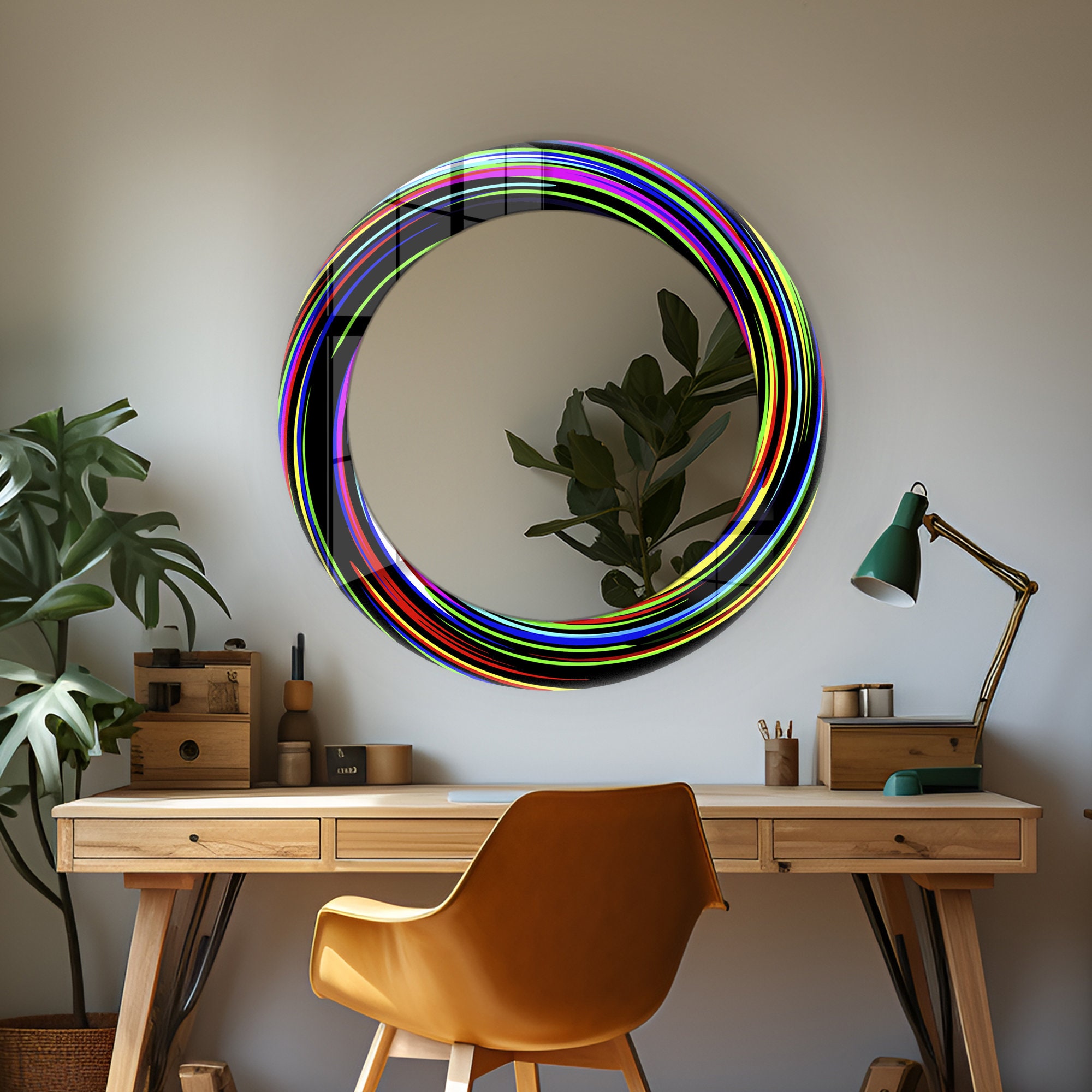 Multicolor Swirl Rectangle Glass Mirror: Modern Wall Decor - Etsy