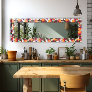 Warm Colored Mosaic Theme Wall Mirror Decor, Entryway Mirror, Wide ...
