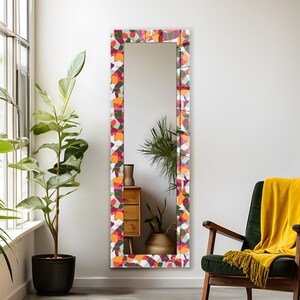 Warm Colored Mosaic Theme Wall Mirror Decor, Entryway Mirror, Wide ...
