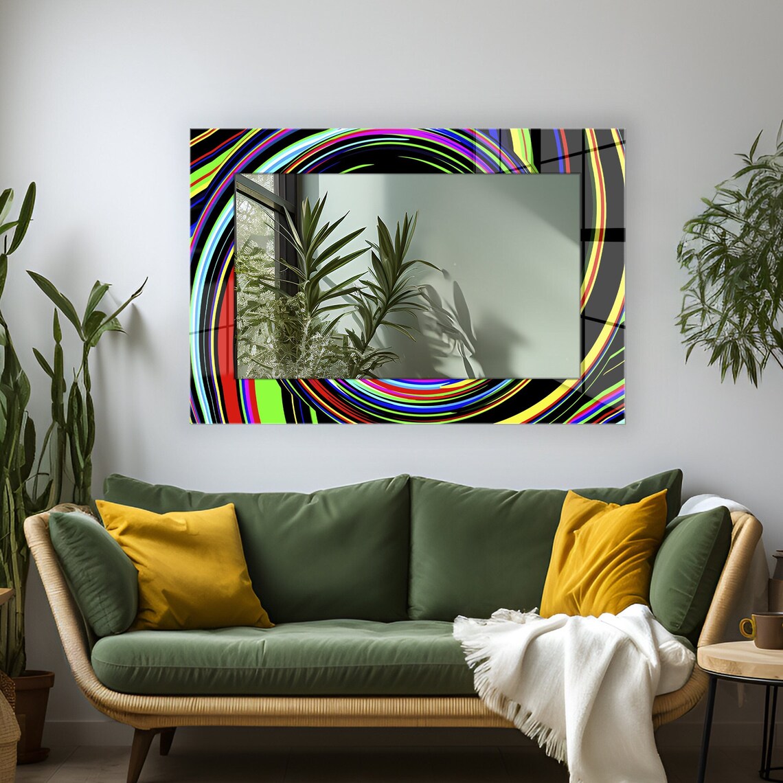 Multicolor Swirl Rectangle Glass Mirror: Modern Wall Decor - Etsy