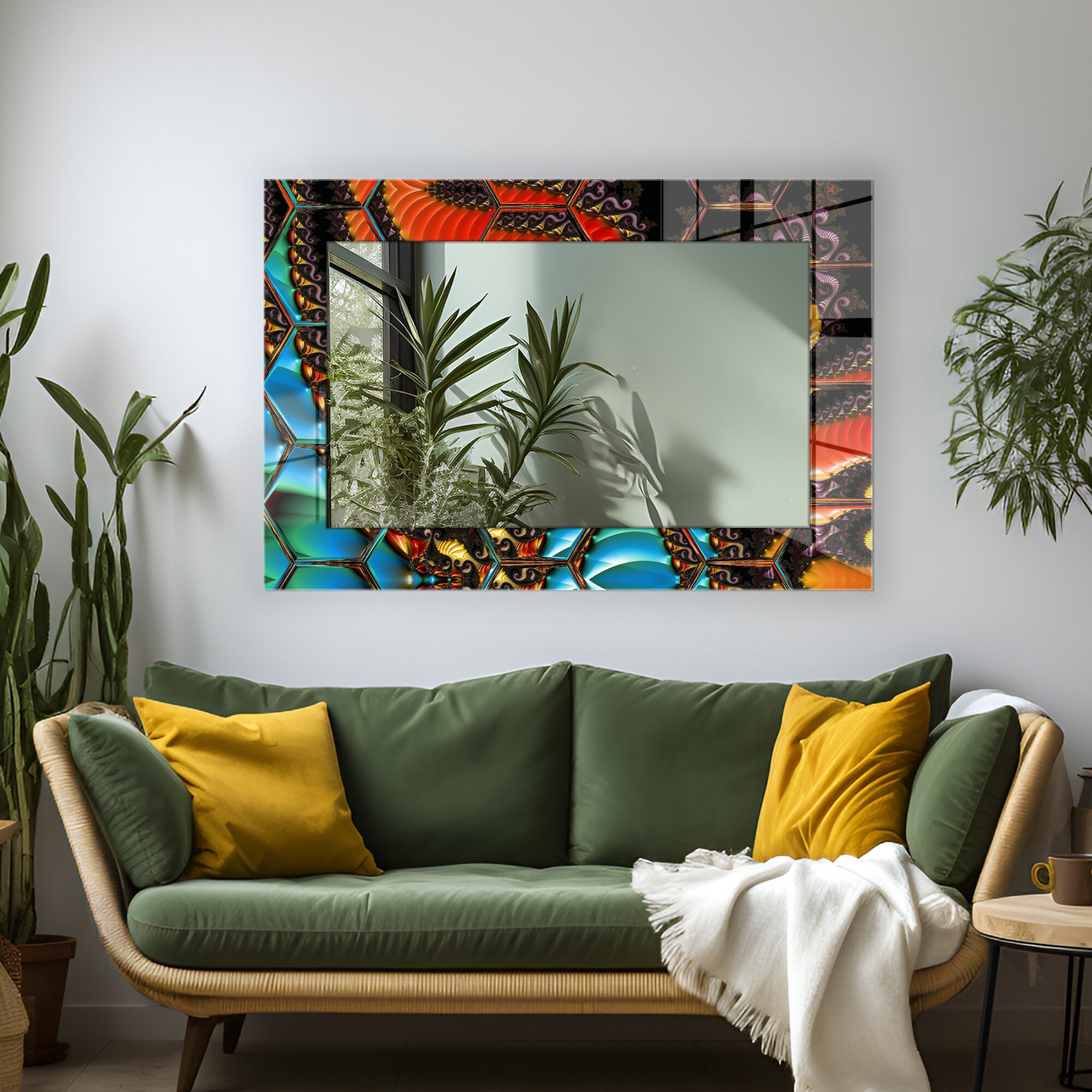 Abstract Mirror Art Decor, Round Mirror Decor for Bathroom, Mirror Wall ...