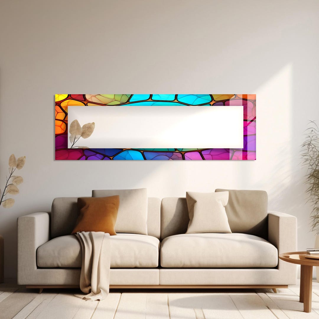 Abstract Geometric Wall Mirror: Tempered Glass, UV Print Decor - Etsy