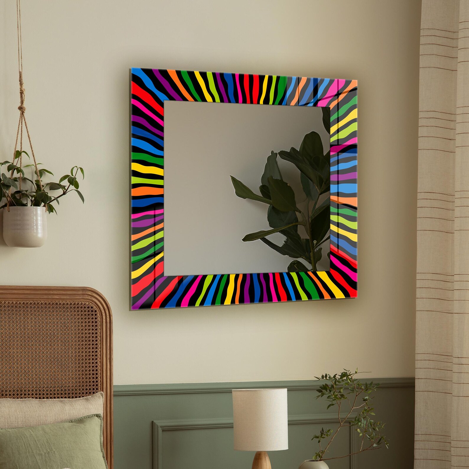 Abstract Multicolour Glass Mirror: Modern Hallway Decor - Etsy