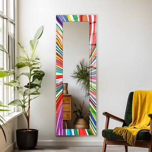 Colorful Abstract Entryway Mirror Decor, Multicolor Bathroom Mirror ...