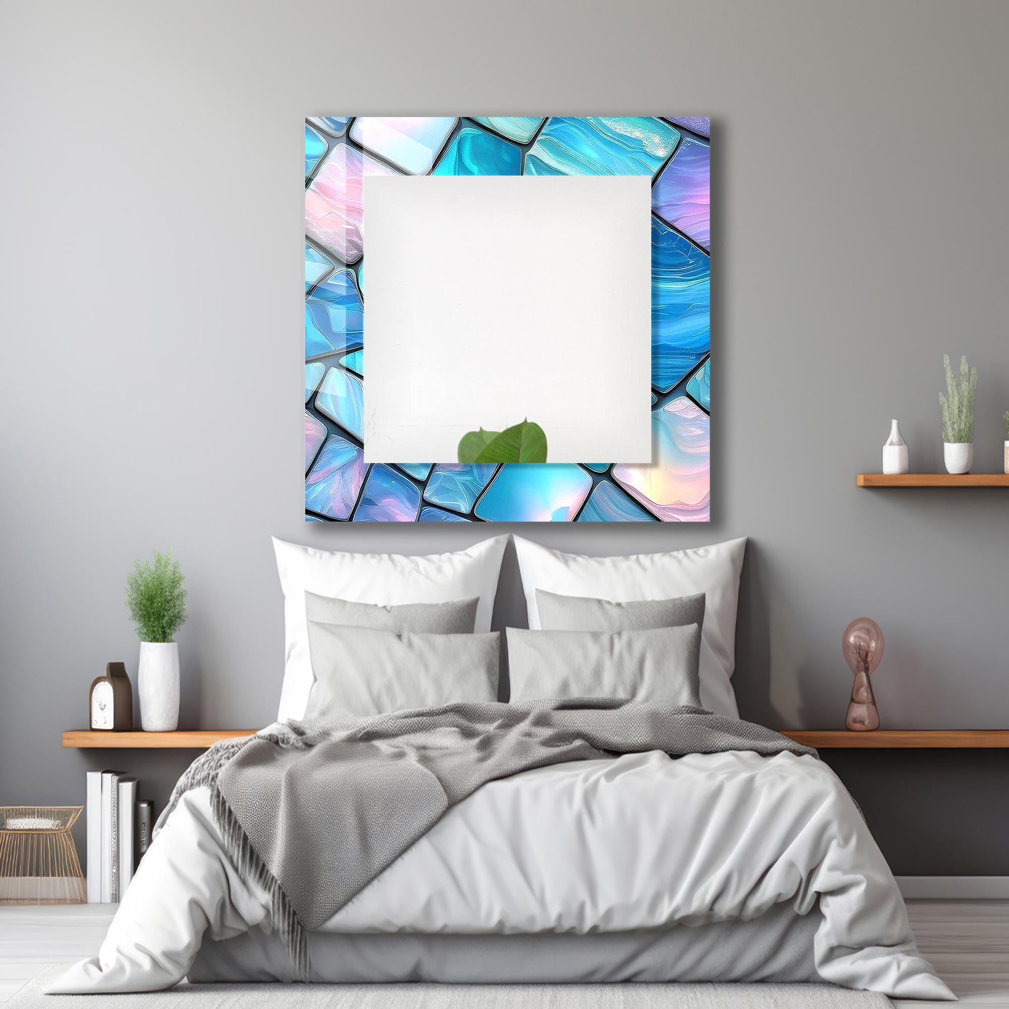 Abstract Geometrical Round Wall Mirror: Tempered Glass, UV Print - Etsy