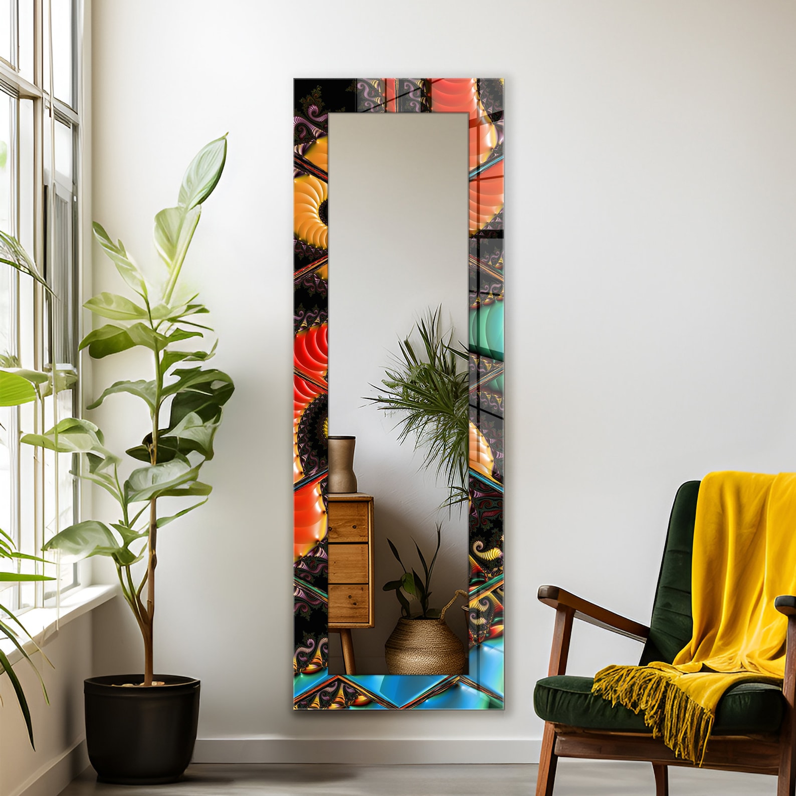 Abstract Mirror Art Decor, Round Mirror Decor for Bathroom, Mirror Wall ...