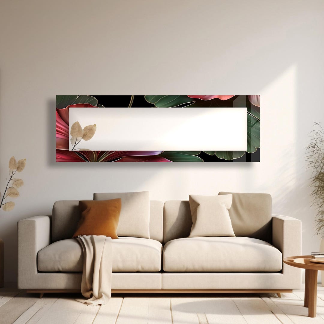 Extra Large Floral Theme Wall Mirror Decor, Bathroom Mirror, Round ...