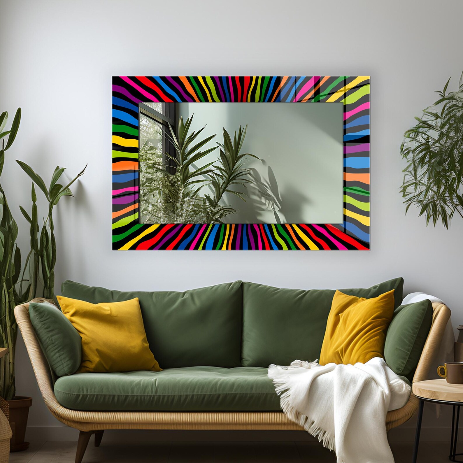 Abstract Multicolour Glass Mirror: Modern Hallway Decor - Etsy