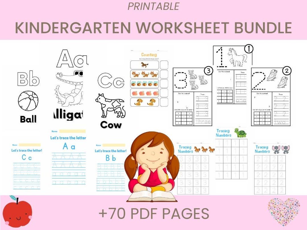 Pre-school Pre-k Kindergarten Learning Bundle 70 Printable Activity ...
