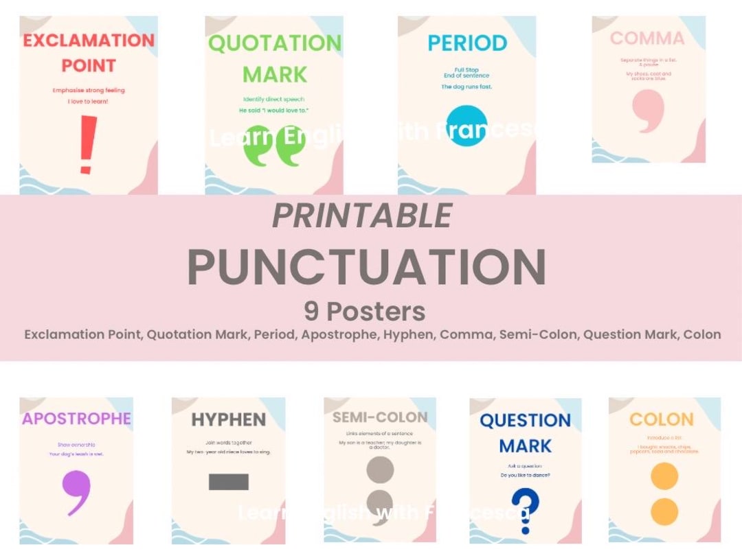 Punctuation Posters Bundle:comma,period,semi-colon,etc.|classroom Decor ...
