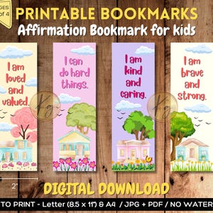 Affirmation Bookmarks for Kids Empowering Positive Thinking Affirmation ...