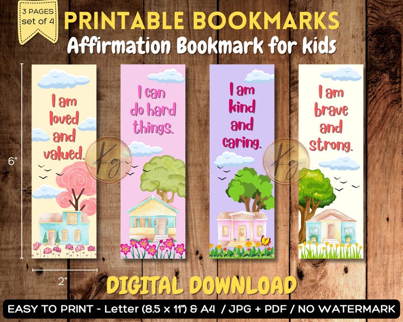 Affirmation Bookmarks for Kids Empowering Positive Thinking Affirmation ...