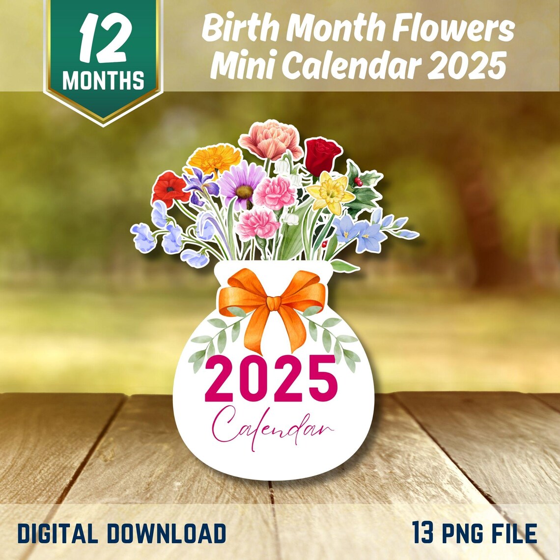 2025 Birth Month Flowers Mini Calendar - Printable Flowers Desk ...