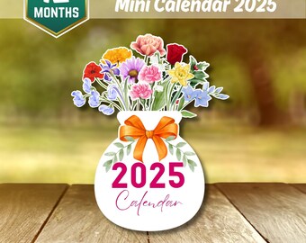 2025 Printable Tropical Flowers Mini Calendar Printable Flower Desk ...