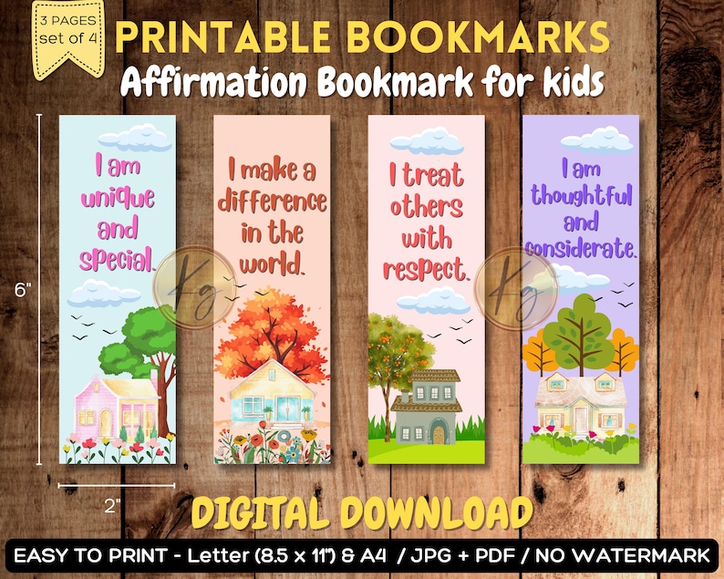 Affirmation Bookmarks for Kids Empowering Positive Thinking Affirmation ...