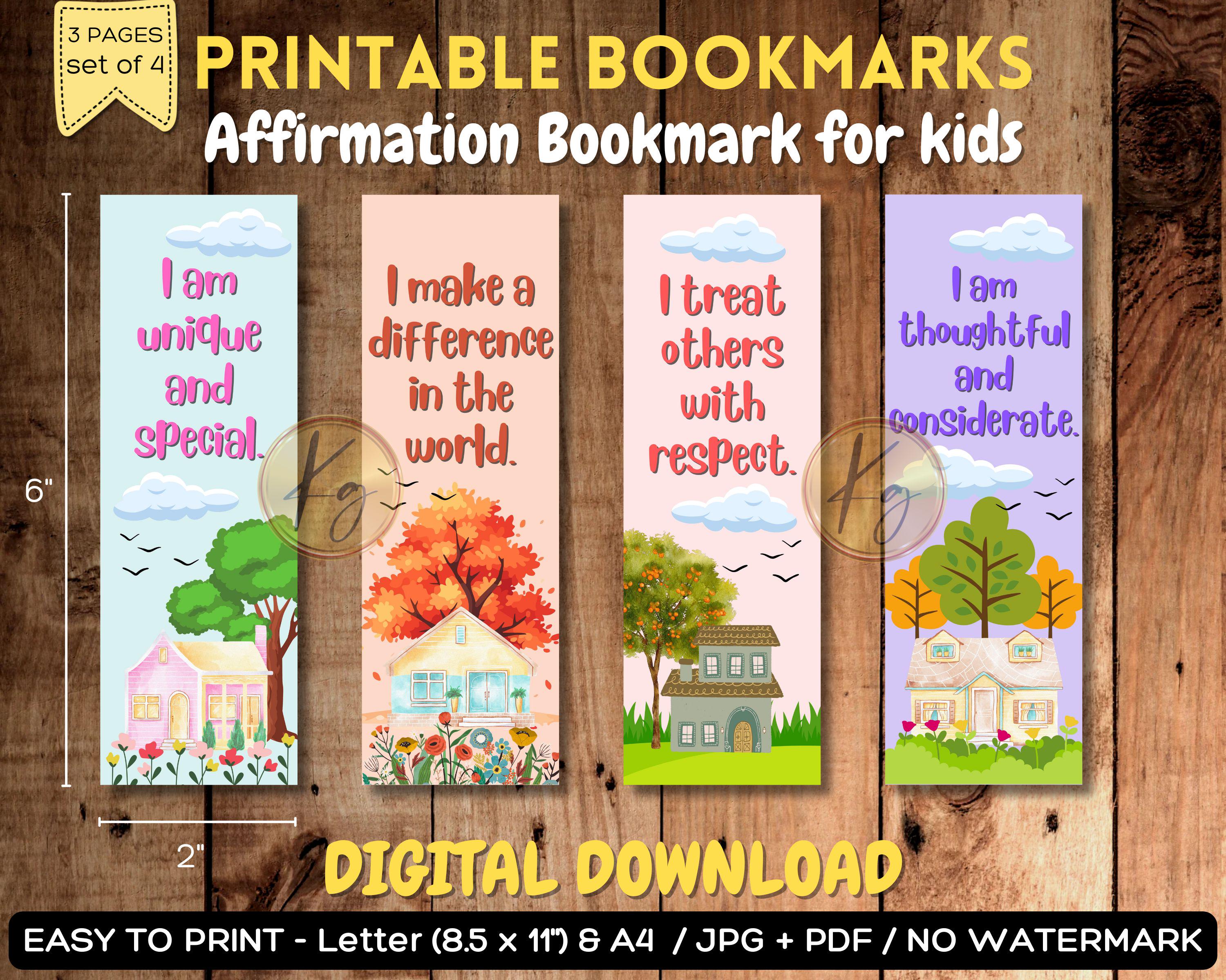 Affirmation Bookmarks for Kids Empowering Positive Thinking Affirmation ...