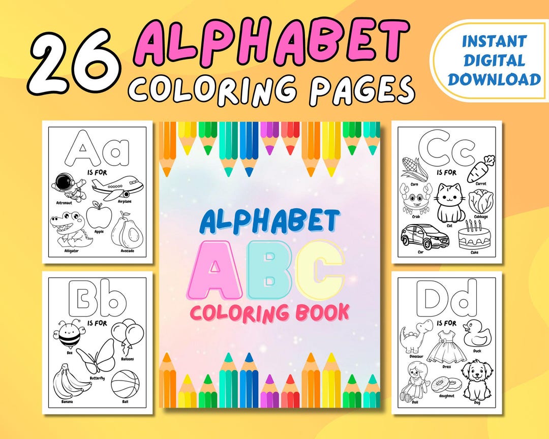 Printable Alphabet Coloring Page Instant Download - Etsy