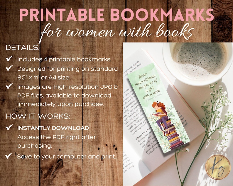 Printable Bookmark for Inspiring Women With Books Inspirational Quote ...