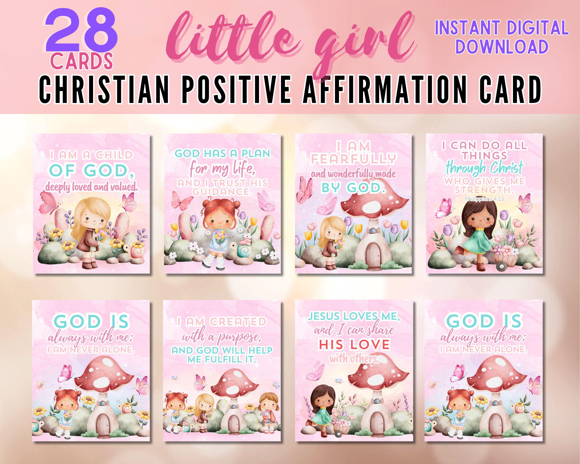 28 Little Girl-themed Printable Christian Positive Affirmation Cards ...