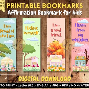 Affirmation Bookmarks for Kids Empowering Positive Thinking Affirmation ...