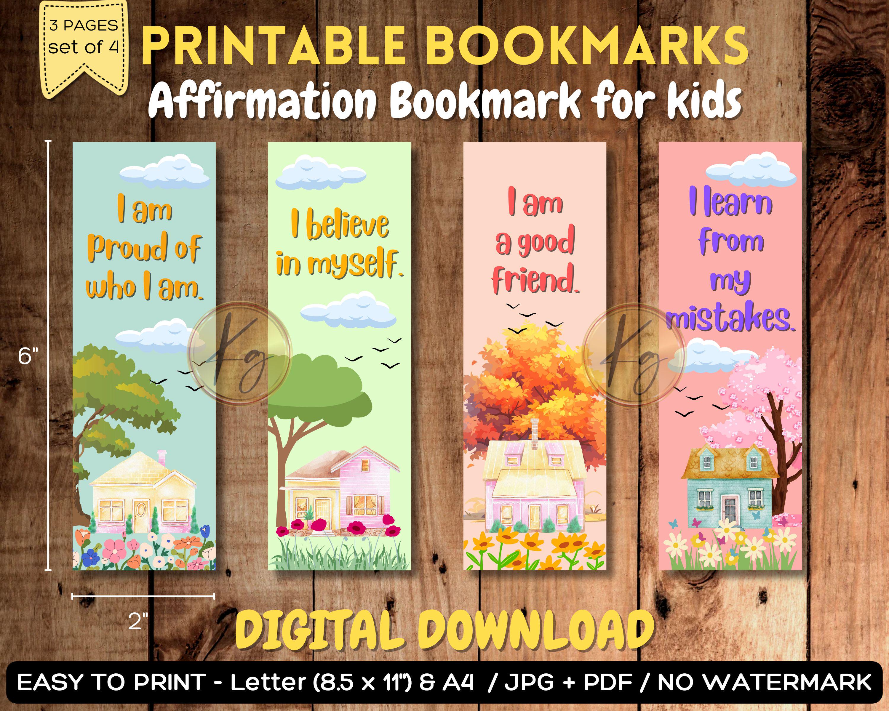 Affirmation Bookmarks for Kids Empowering Positive Thinking Affirmation ...