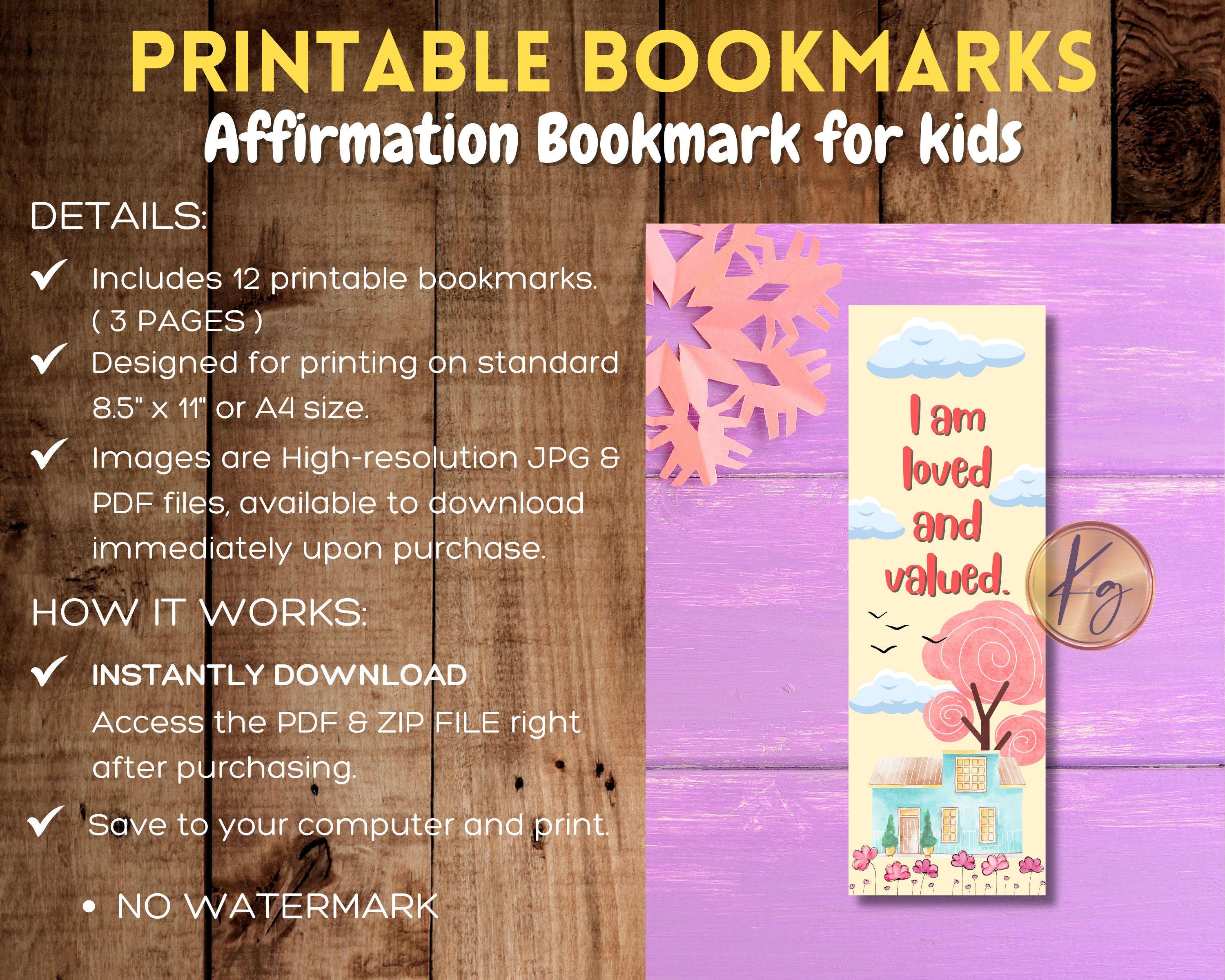Affirmation Bookmarks for Kids Empowering Positive Thinking Affirmation ...