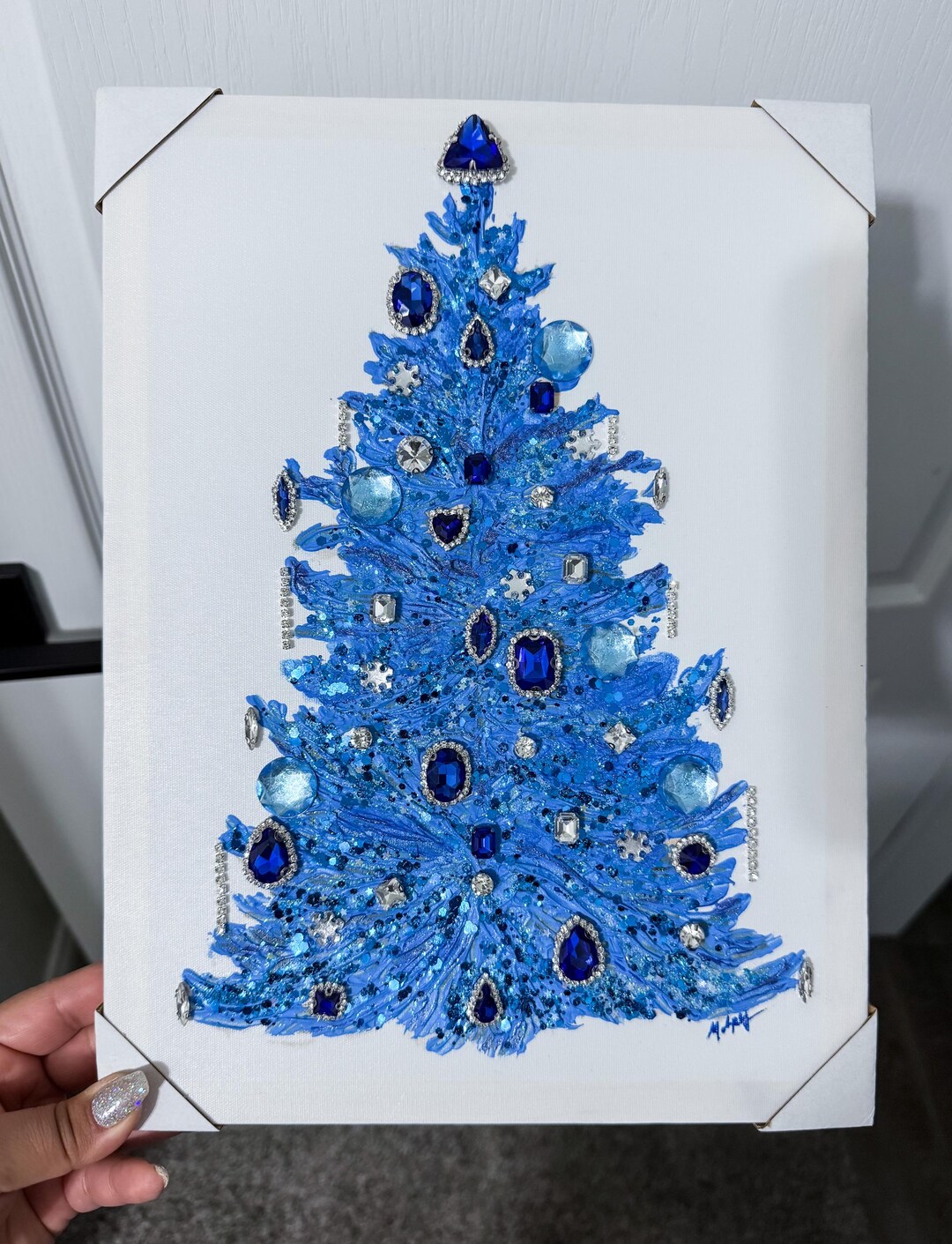 Jeweled Christmas Tree, Painting With Jewels, and Glitter - Etsy