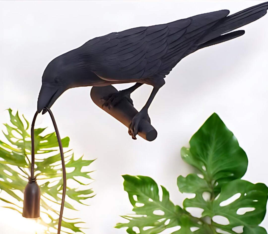 Vintage Resin Crow Lamp Gothic Bird Night Light for Bedside Living Room ...