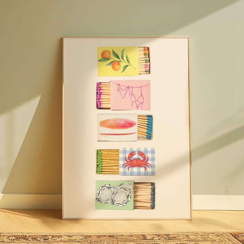 Coastal Matchbox Art Print: Beachy Wall Decor (digital Download) - Etsy