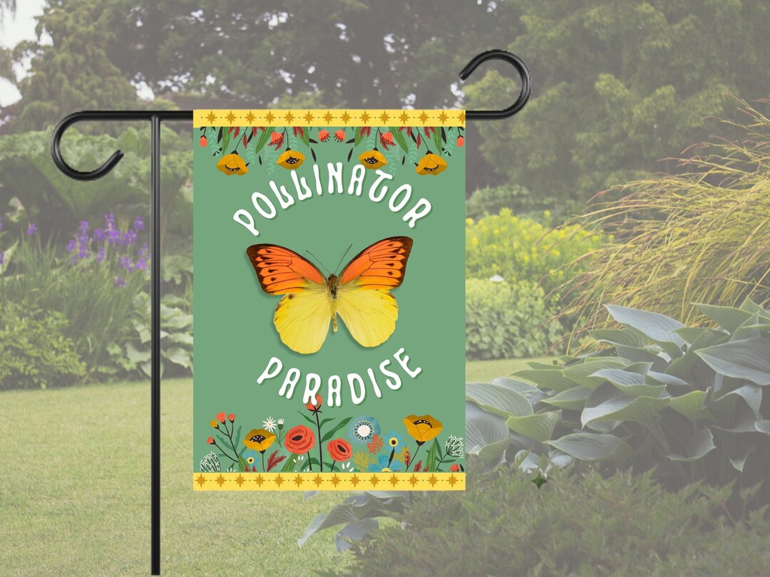 Pollinator Paradise Plant Native Flower Garden Flag Butterfly Bee ...