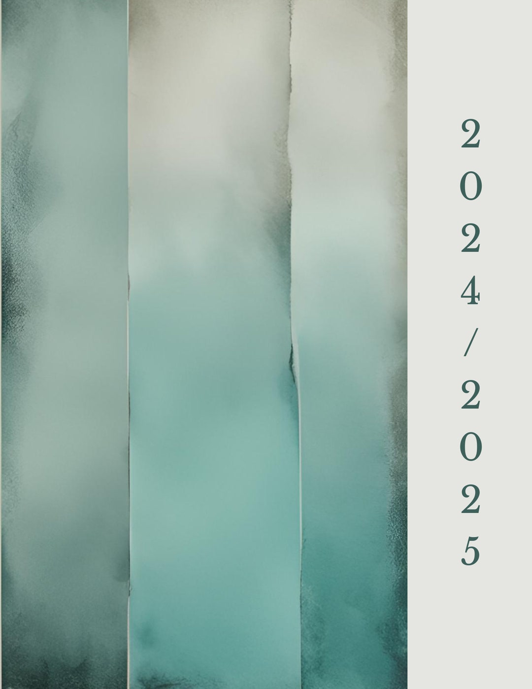 Teal Ribbon 2 Right Side Dates July 2024 December 2025 Monthly Planner ...