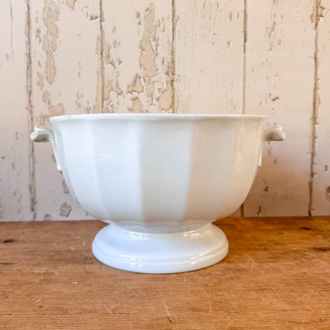 Antique Ironstone Footed Punch Bowl With Handles - Etsy