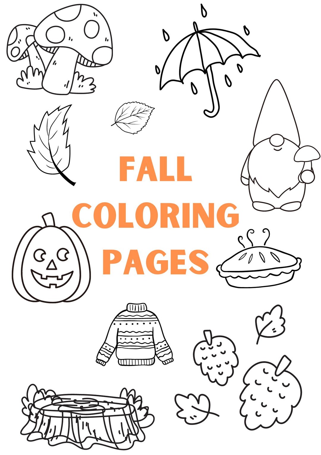 Fall Coloring Book for Kids With 5 Pages - Etsy