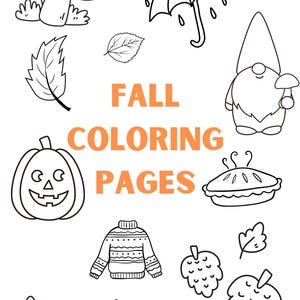 Fall Coloring Book for Kids With 5 Pages - Etsy