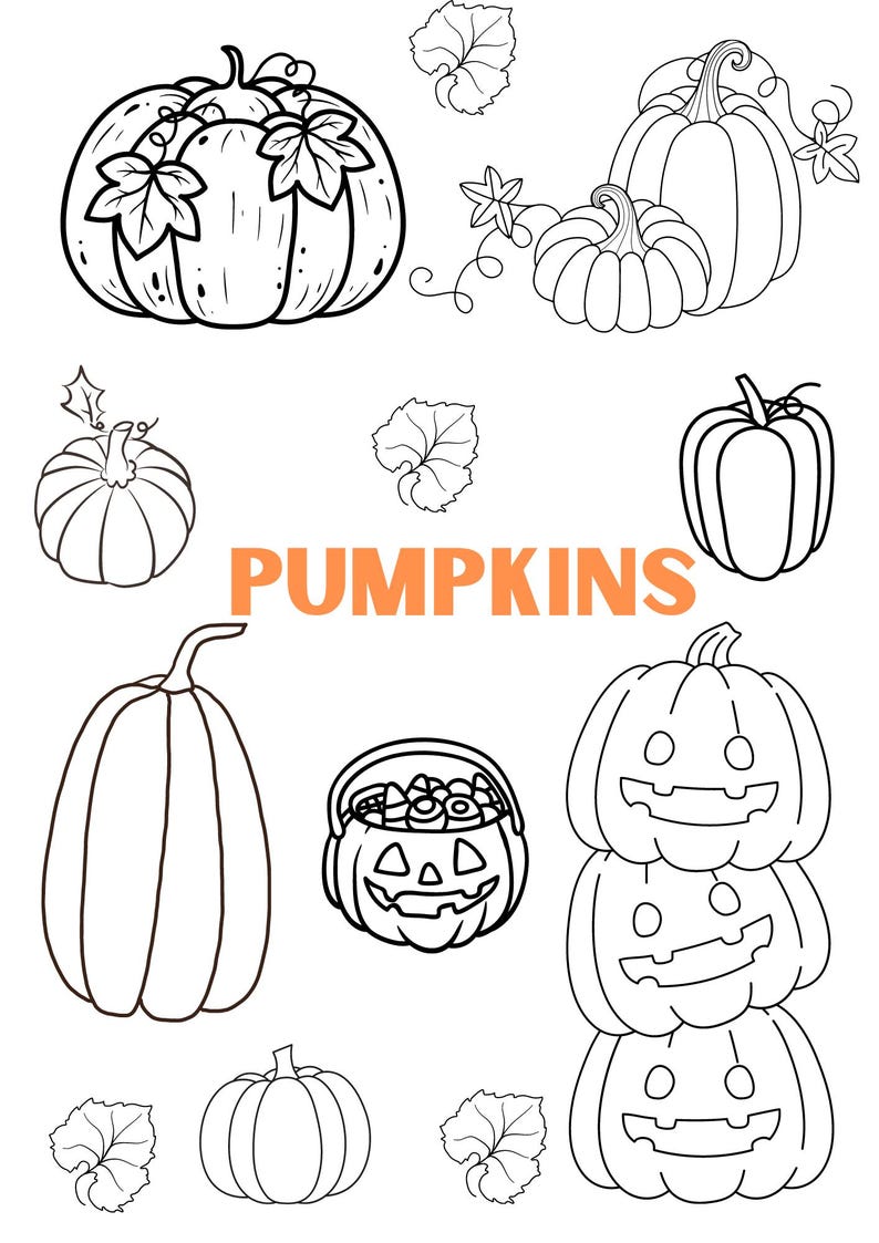 Fall Coloring Book for Kids With 5 Pages - Etsy