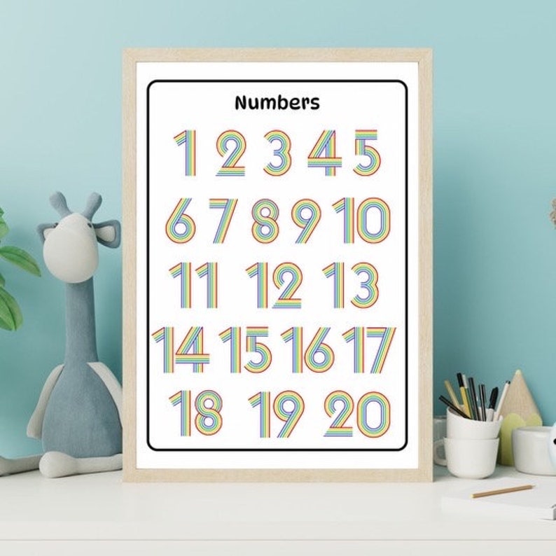 Rainbow Alphabet and Numbers Posters ABC 123 Printable Set of 2 Prints ...