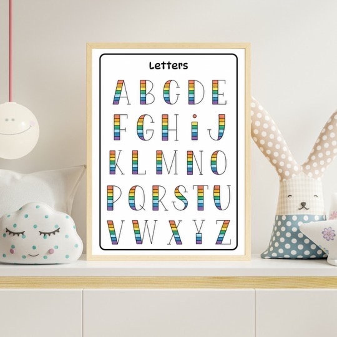 Rainbow Alphabet and Numbers Posters ABC 123 Printable Set of 2 Prints ...