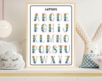 Rainbow Alphabet and Numbers Posters ABC 123 Printable Set of 2 Prints ...