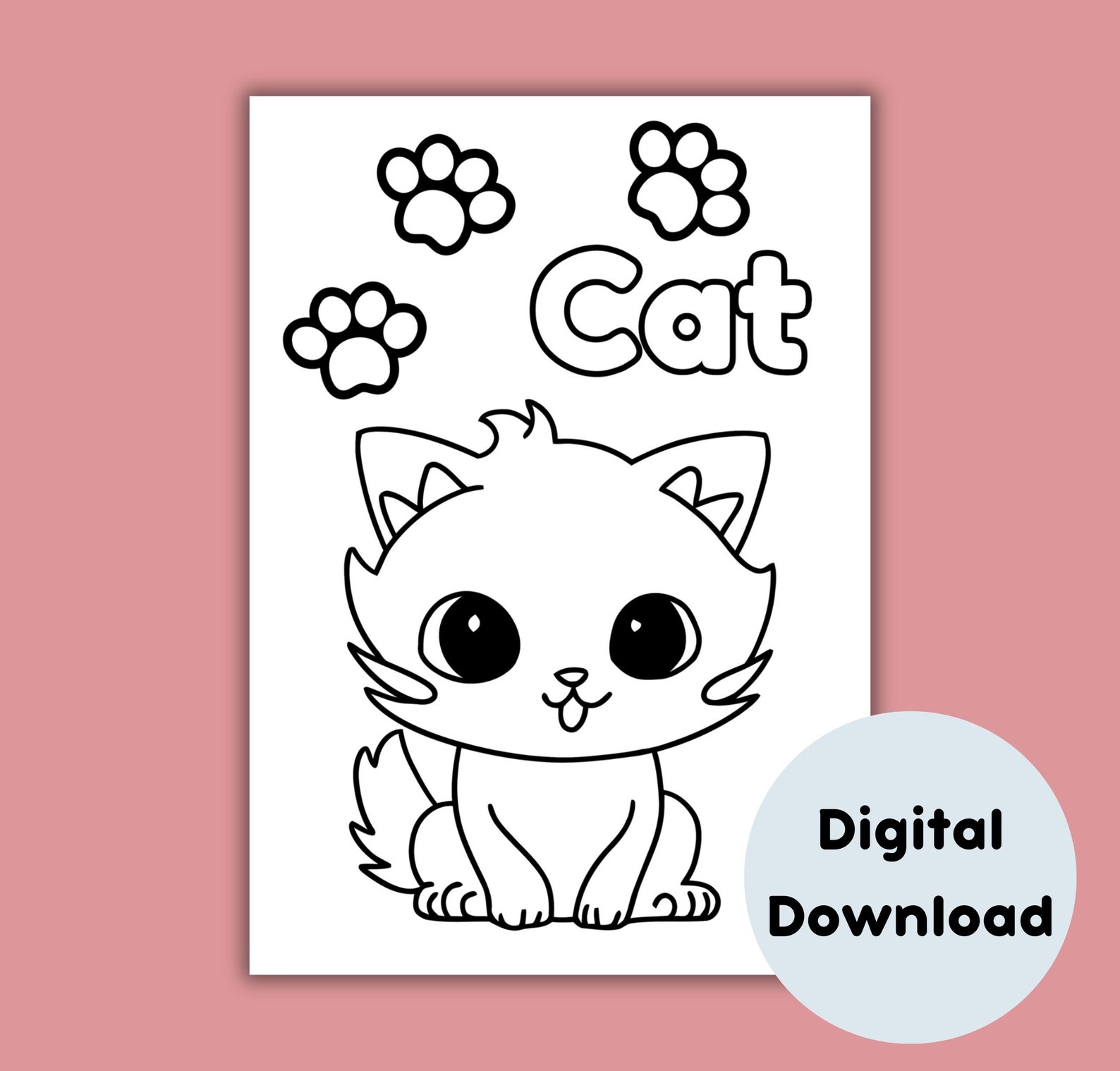 Cat Colouring Page for Kids | Downloadable | Digital Download ...