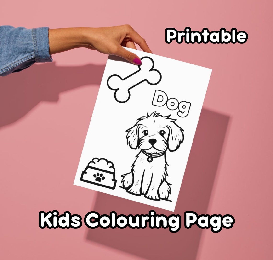 Dog Colouing Page for Kids Downloadable Digital Download Children's ...